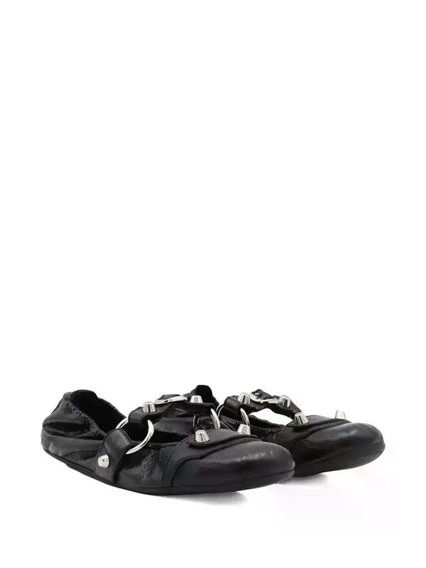 Balenciaga Le City Buckle-embellished Leather Flats - Black