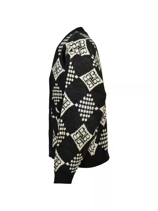 BREATH Diamond-knit Geometric-pattern Cardigan