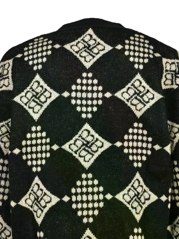 BREATH Diamond-knit Geometric-pattern Cardigan