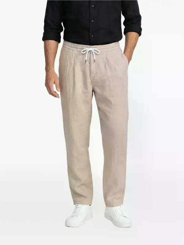 Brunello Cucinelli Pleated Drawstring Linen Trousers