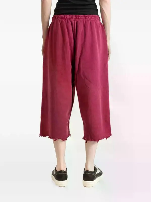 WILLY CHAVARRIA Logo-print Frayed-edge Track Shorts