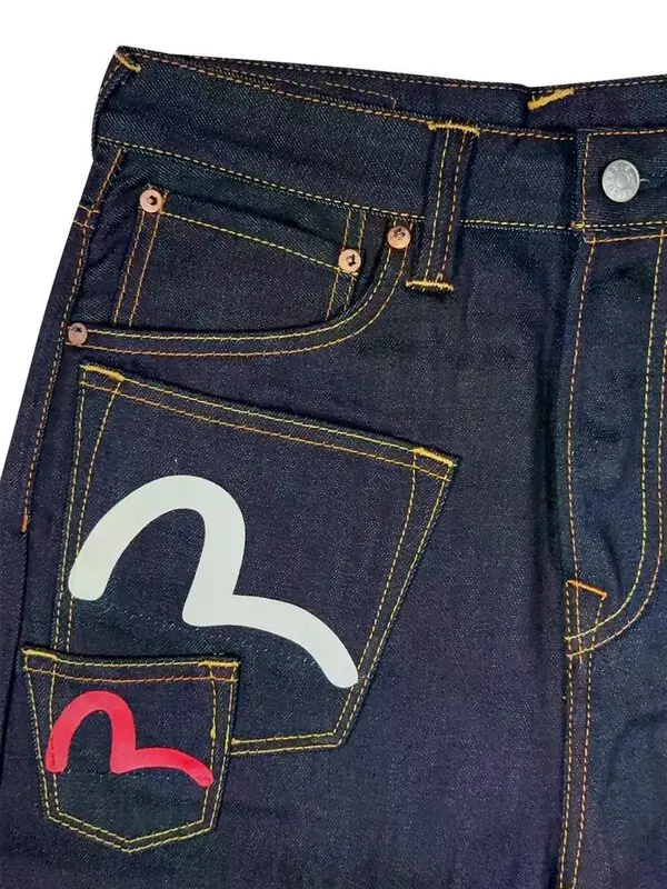 EVISU Seagull-print Multi-pocket Denim Shorts - Blue