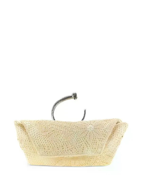 Magda Butrym Bracelet Crochet Sculptural-handle Clutch Bag - Neutrals