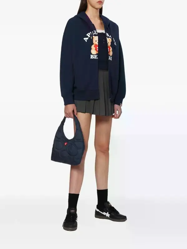 AAPE BY *A BATHING APE Quilted Heart-patch Tote Bag - Blue