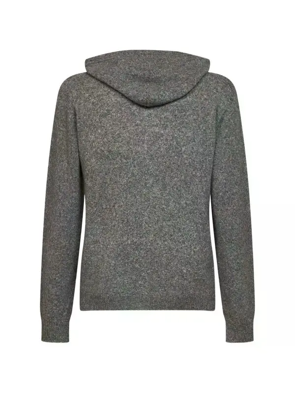 ROBERTO COLLINA Marl-knit Hoodie - Grey