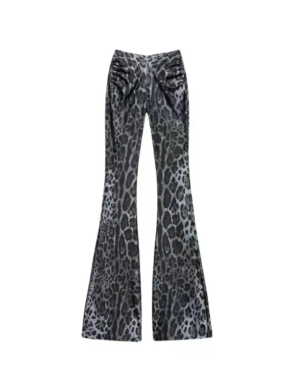 ANIYE BY Jodi Leopard-print Ruched Trousers - Grey