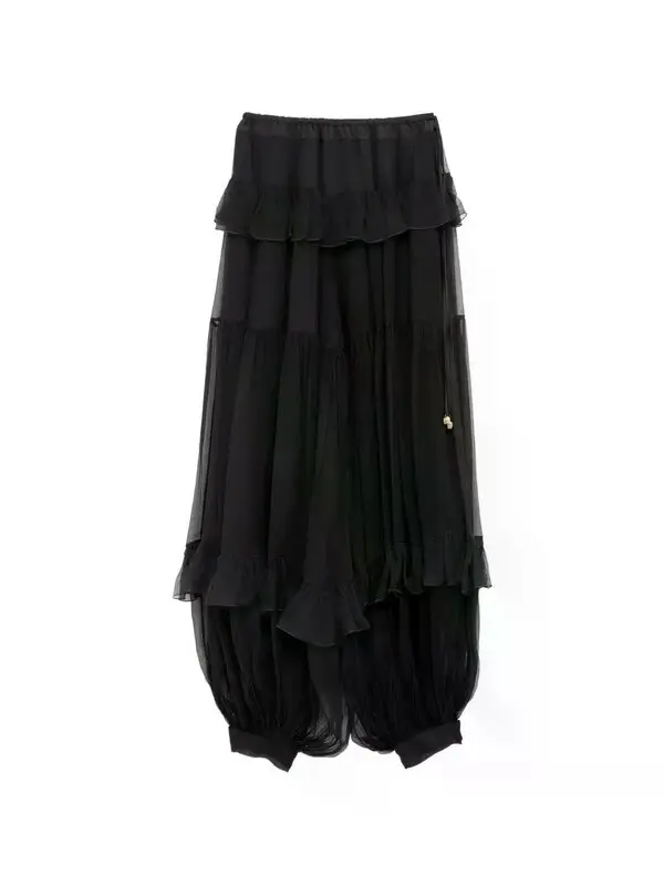 Chloé Ruffled Tiered Maxi Trousers - Black