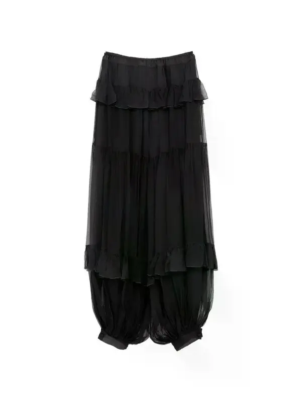 Chloé Ruffled Tiered Maxi Trousers - Black