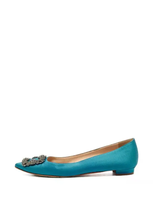 Manolo Blahnik Hangisi Crystal-embellished Ballet Flats - Blue