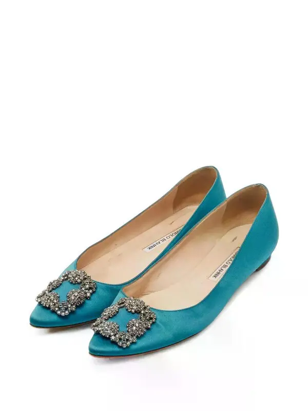 Manolo Blahnik Hangisi Crystal-embellished Ballet Flats - Blue