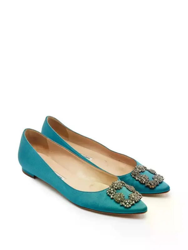 Manolo Blahnik Hangisi Crystal-embellished Ballet Flats - Blue