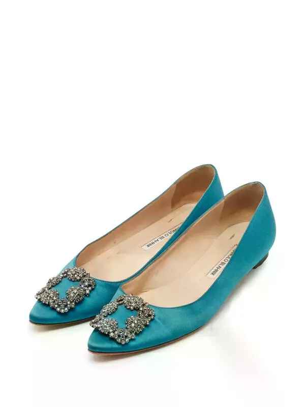 Manolo Blahnik Hangisi Crystal-embellished Ballet Flats - Blue