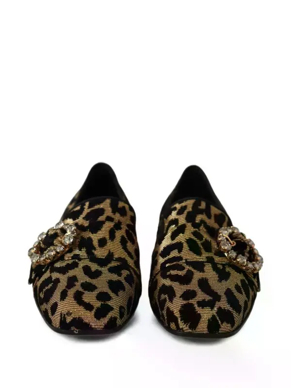 Dolce & Gabbana Leopard-print Crystal-embellished Loafers