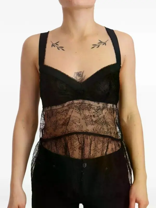 Dolce & Gabbana Lace Sleeveless Top - Black