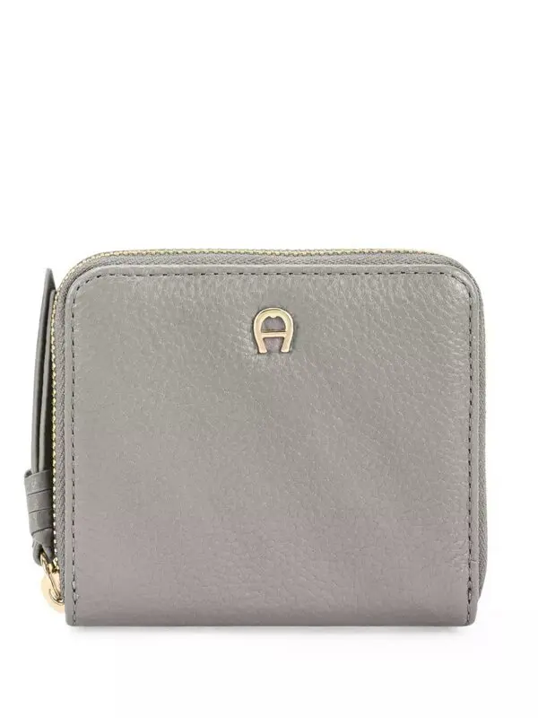 AIGNER Paola Logo-plaque Pebbled Wallet - Grey
