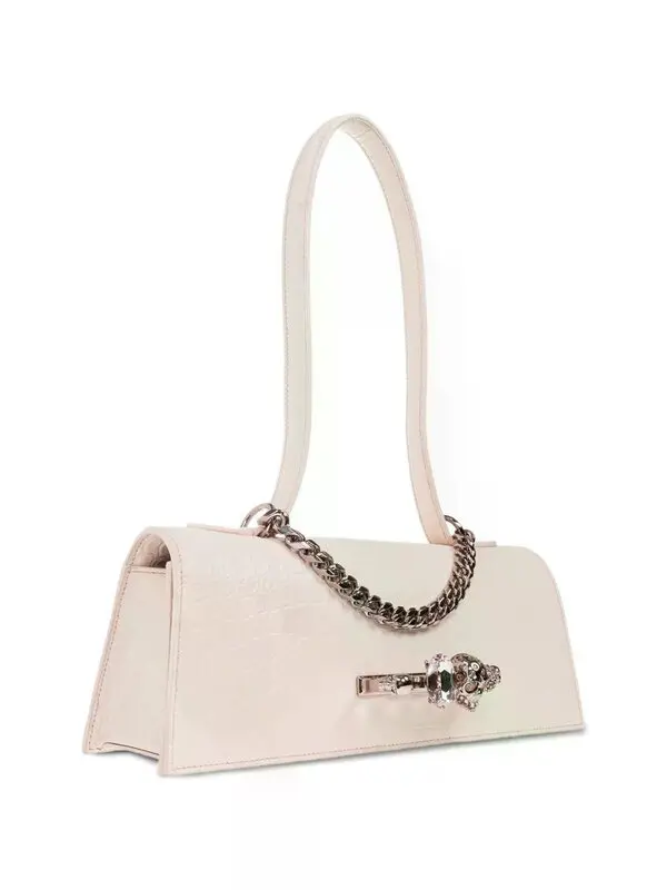 Alexander McQueen Jewelled Crocodile Effect Shoulder Bag - Pink