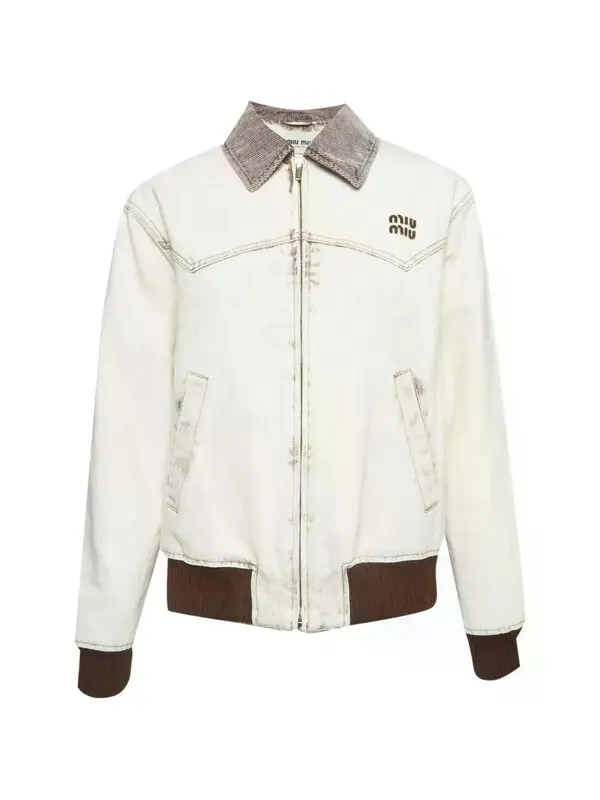 Miu Miu Oversized Zip-up Denim Bomber Jacket