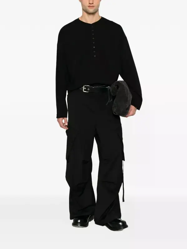 Isabel Benenato Button-placket Raw-edge Sweater