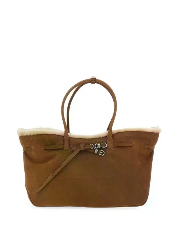 MARGESHERWOOD Large Grandma Shearling-trim Buckled Shoulder Bag - Brown