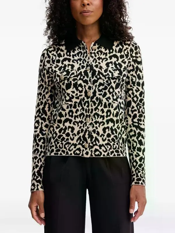 MORGAN Leopard-print Button-up Cardigan