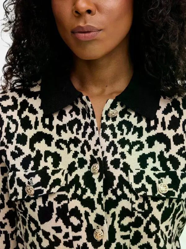 MORGAN Leopard-print Button-up Cardigan