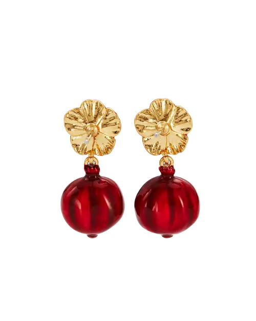 FABLE ENGLAND Blossom & Pomegranate Drop Earrings