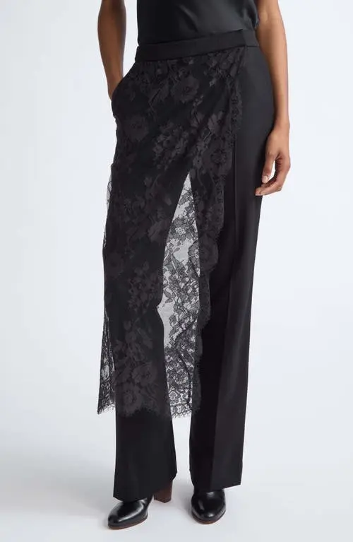 Zimmermann Valiant Lace Wrap Stretch Wool Straight Leg Pants - Black