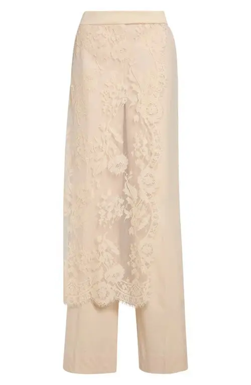 Zimmermann Valiant Lace Wrap Stretch Wool Straight Leg Pants - Cream