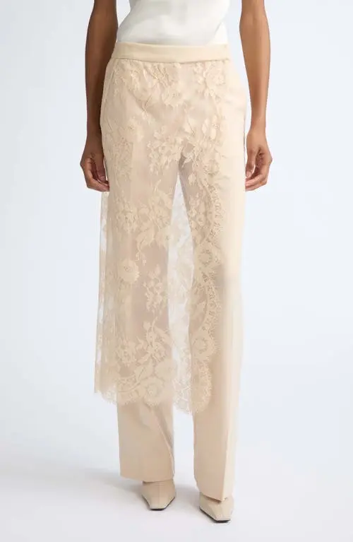 Zimmermann Valiant Lace Wrap Stretch Wool Straight Leg Pants - Cream