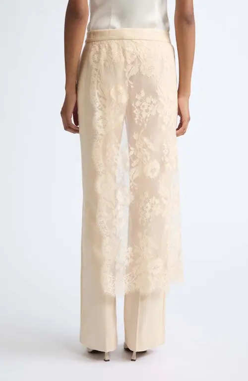 Zimmermann Valiant Lace Wrap Stretch Wool Straight Leg Pants - Cream