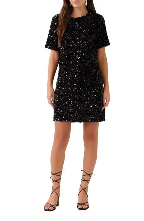 Karen Kane Velvet Sequin Shift Minidress