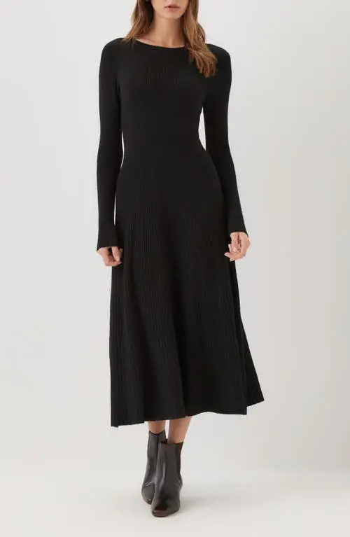 Karen Kane Seamless Sweater Midi Dress - Black