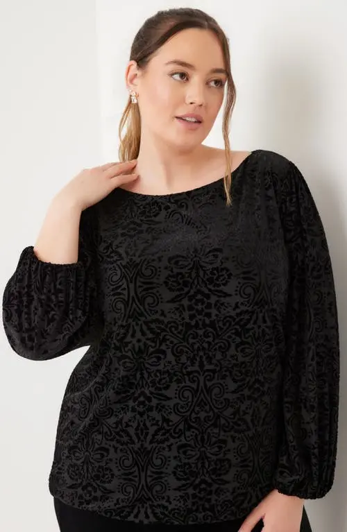 Karen Kane Velvet Burnout Boat Neck Top