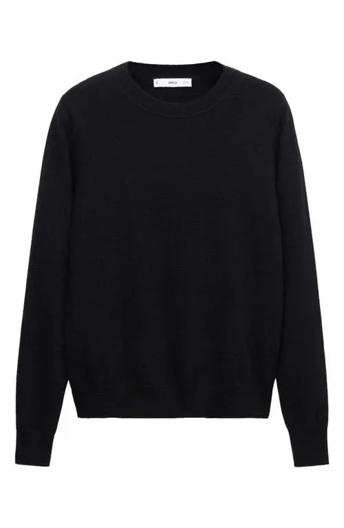 Mango Cashmere Round Neck Sweater - Black