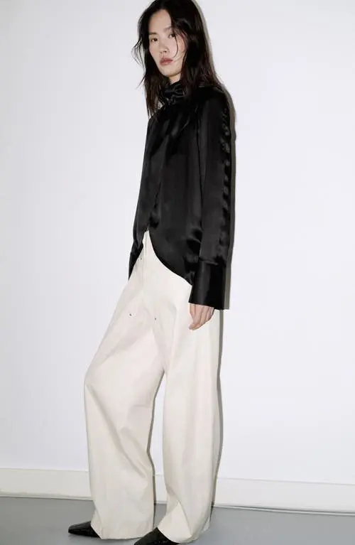 Mango Silk High Neck Tulip Top