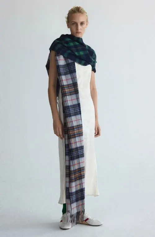 Mango Silk Detail Jacquard Midi Dress