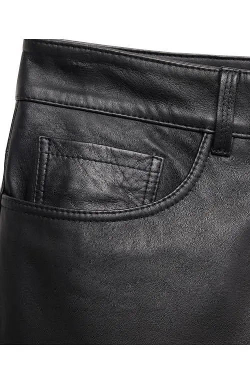 Mango Straight Leg Leather Pants