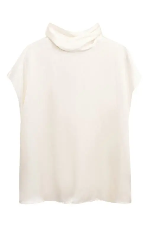 Mango Silk Turtleneck Top - Ecru