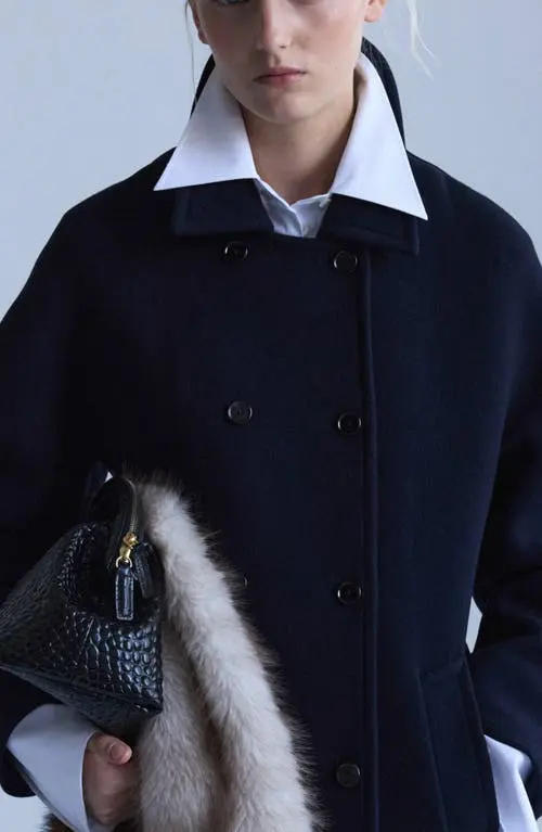 Mango Double Breasted Virgin Wool Blend Coat