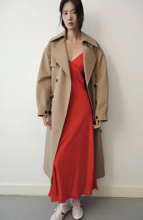 Mango Silk Blend V-neck Midi Dress - Red