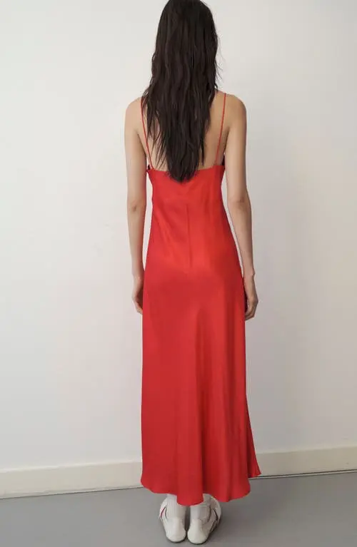 Mango Silk Blend V-neck Midi Dress - Red
