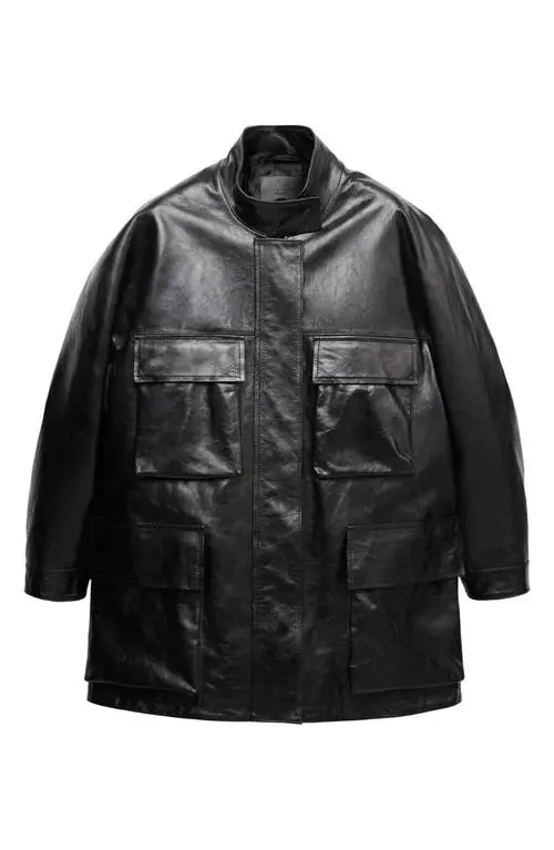 Mango Oversized Leather Parka