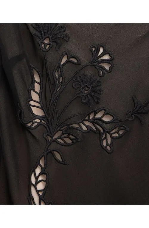 Mango Lace Detail Chiffon Dress