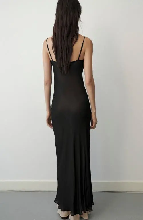 Mango Lace Detail Chiffon Dress