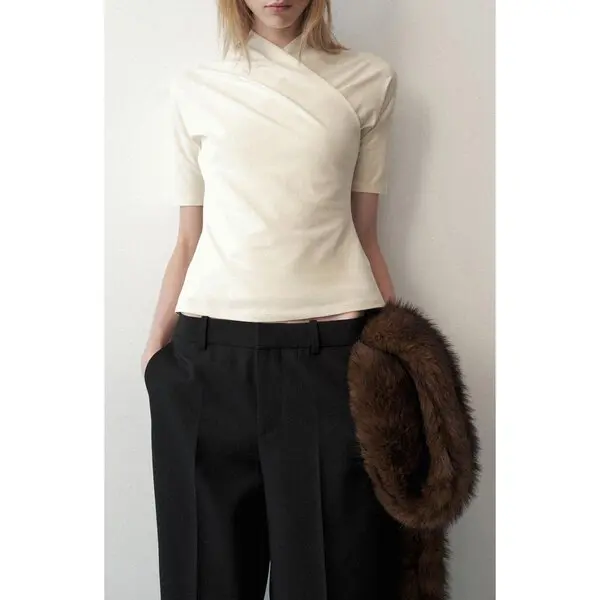 Mango Fitted Wrap Effect Top