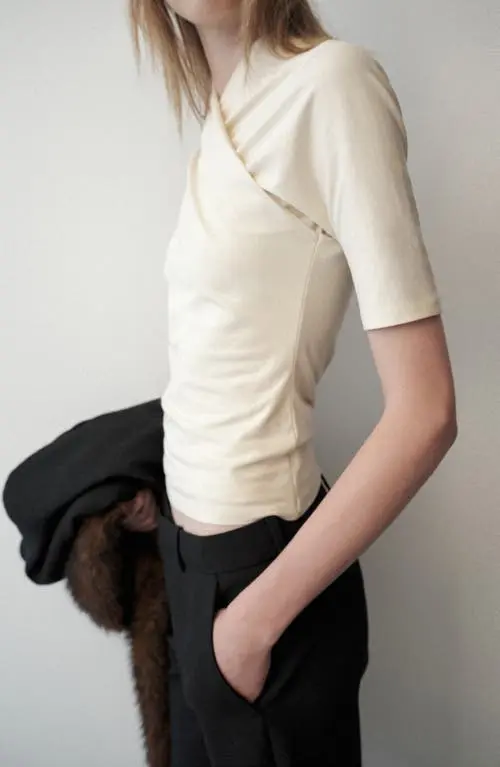 Mango Fitted Wrap Effect Top