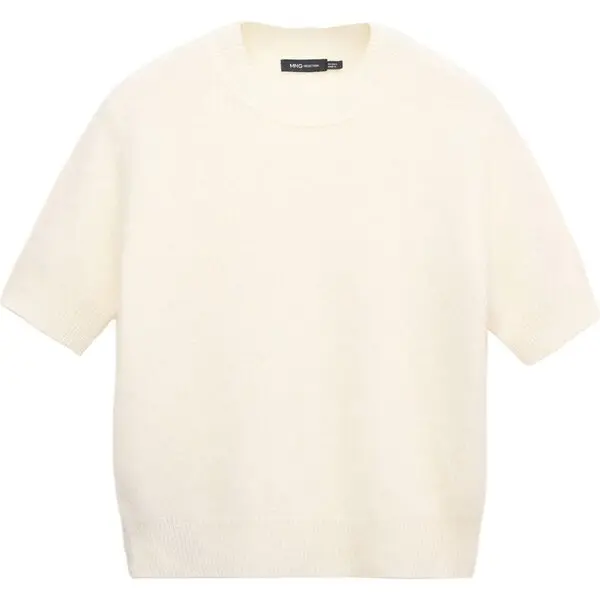 Mango Wool Short Sleeved Sweater - White
