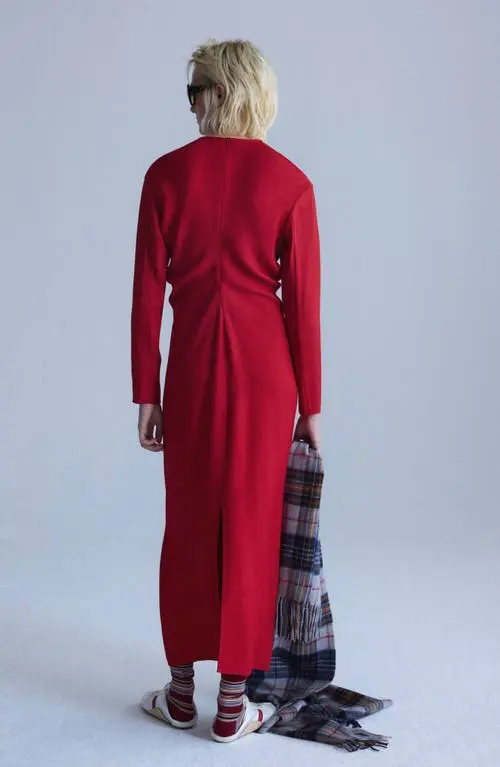 Mango Gathe Long Sleeve Maxi Dress