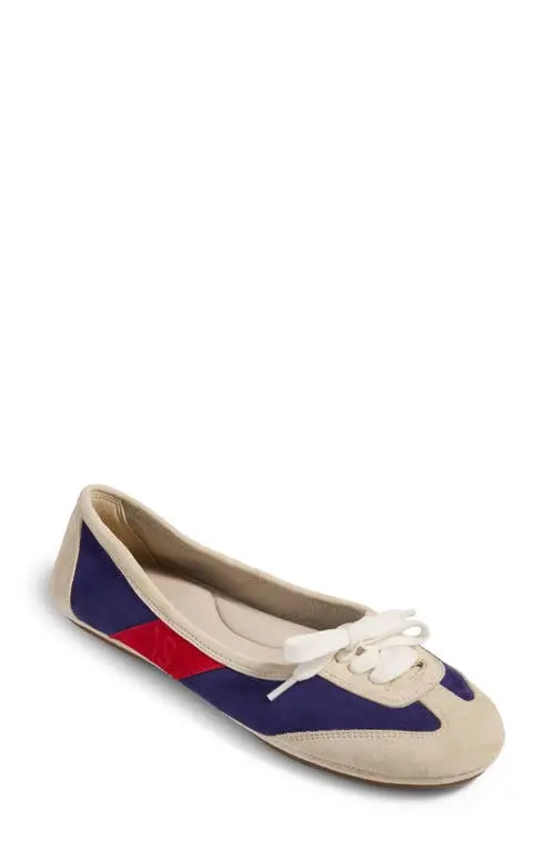 Yosi Samra Commuter Leather Sneaker Flat - Bone/eggplant/red