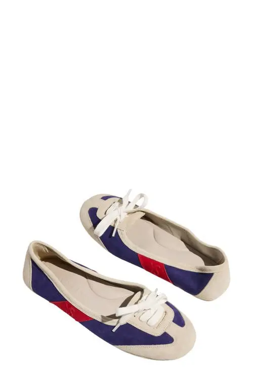 Yosi Samra Commuter Leather Sneaker Flat - Bone/eggplant/red